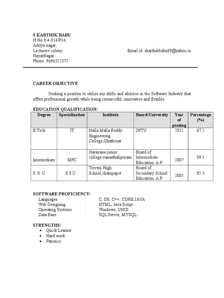 Karthik Babu CV | PDF | Social Science