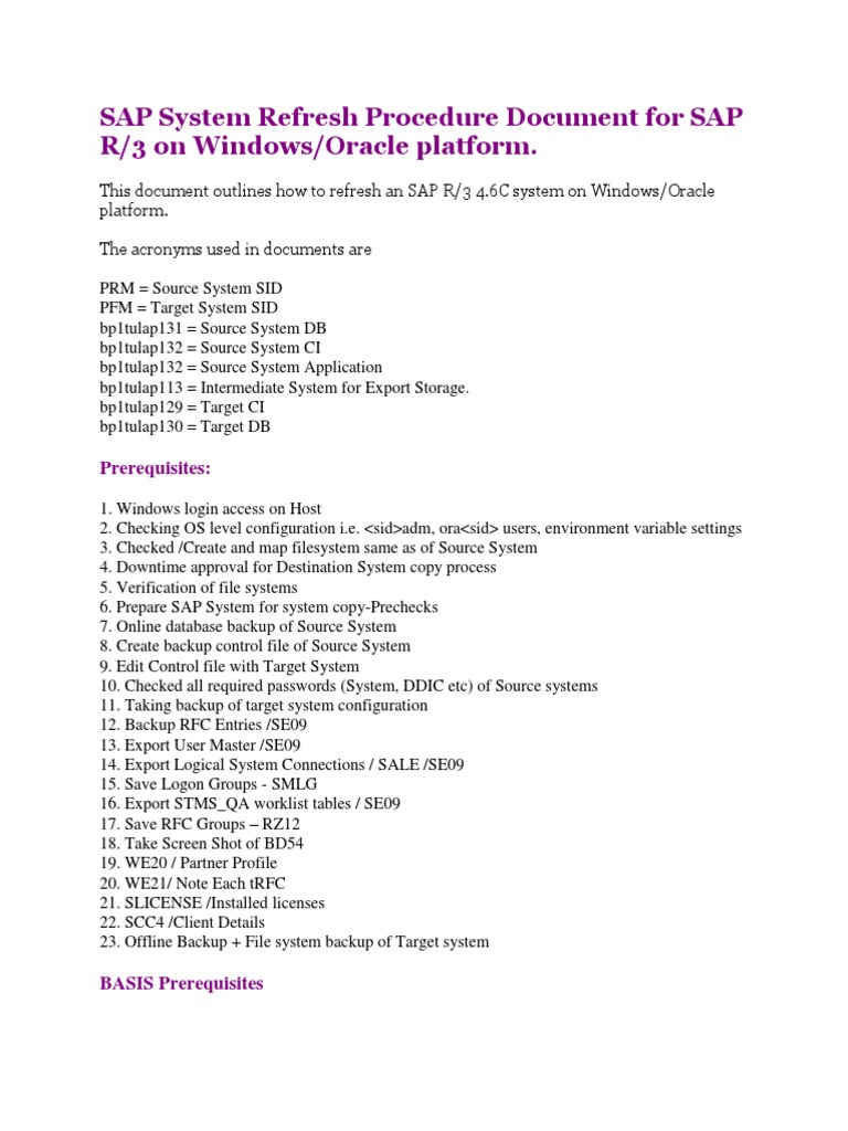 System Refresh With Screenshot Pdf Oracle Database File System