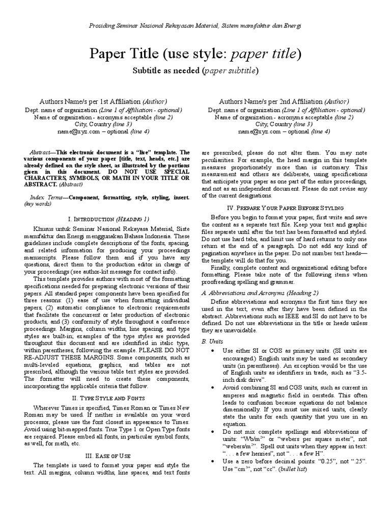 Paper Title (Use Style: Paper Title) : Subtitle As Needed (Paper ...