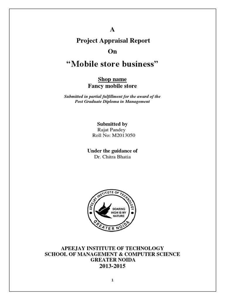 "Mobile Store Business": A Project Appraisal Report On | PDF | Mobile ...