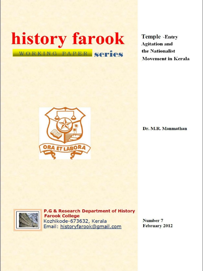 Temple Entry Movement and Nationalist Agitation in Kerala | Mahatma ...