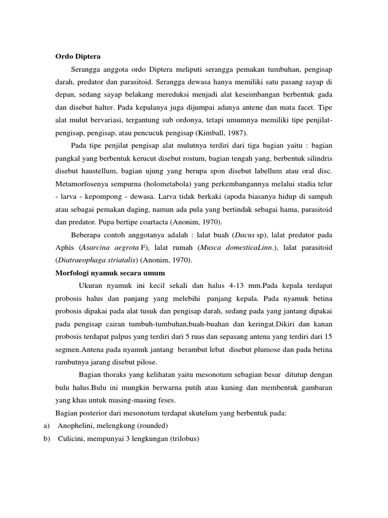 Ordo Diptera | PDF | Sains & Matematika