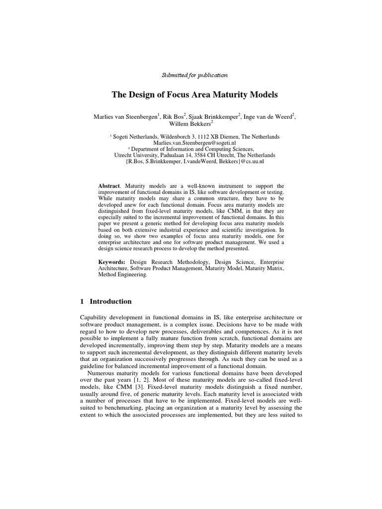 Focus Area Maturity Matrix Submitted PDF | PDF | Software Development ...