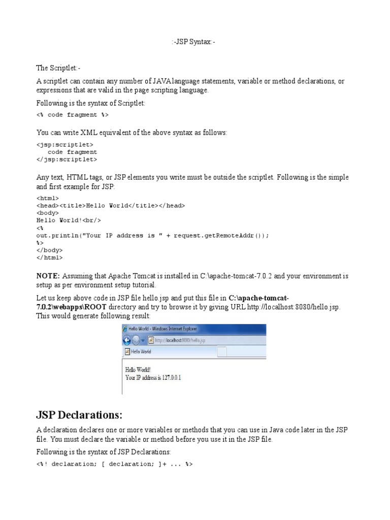 Jsp Tutorials Pdf Java Server Pages Java Programming Language 1088