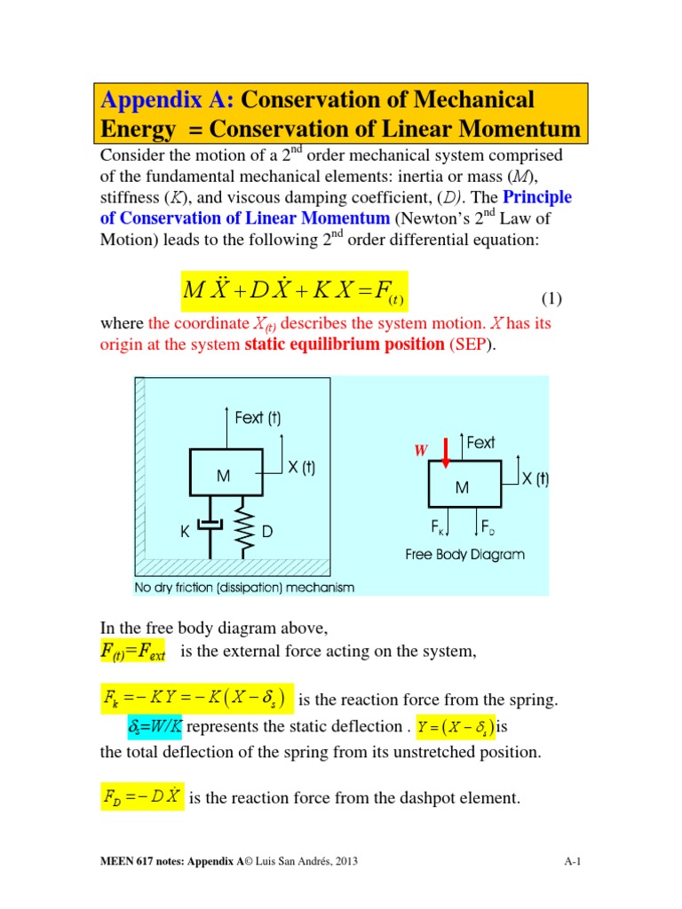 Conservation of Mechanical Energy, Linear Momentum | PDF | Force | Momentum