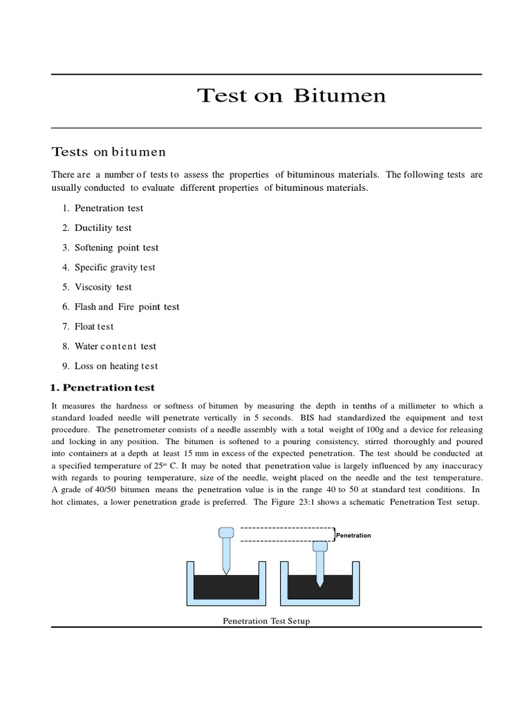 Tests On Bitumen | PDF | Asphalt | Viscosity