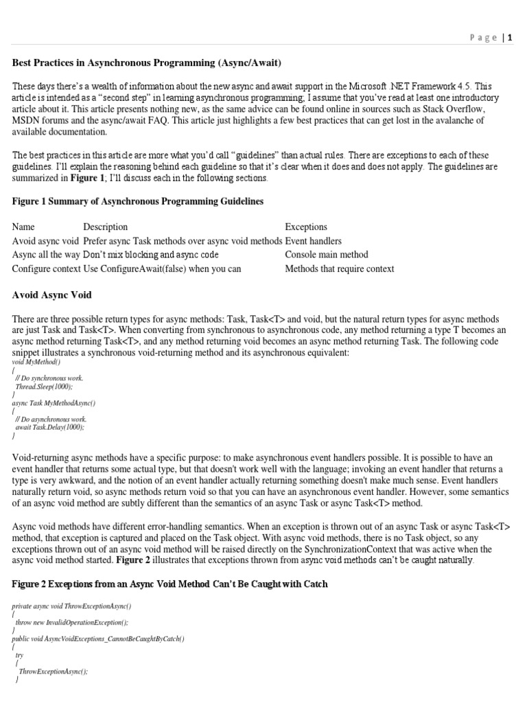 Best Practices in Asynchronous Programming PDF | Download Free PDF | Thread (Computing ...