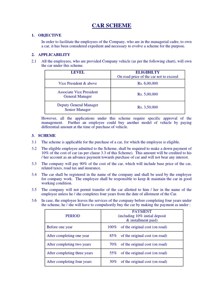 Car Scheme | PDF | Employment | Insurance