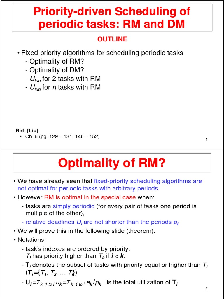 10 RM DM Scheduling of Periodic Tasks | PDF | Scheduling (Computing) | Maxima And Minima