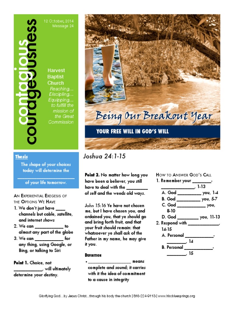 24 Josh 24 - 1-13 Handout 101214 | PDF | Free Will | Monotheistic Religions