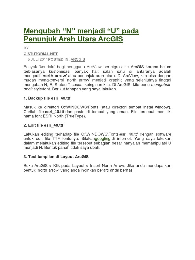 Kustomisasi Penunjuk Arah Utara ArcGIS | PDF
