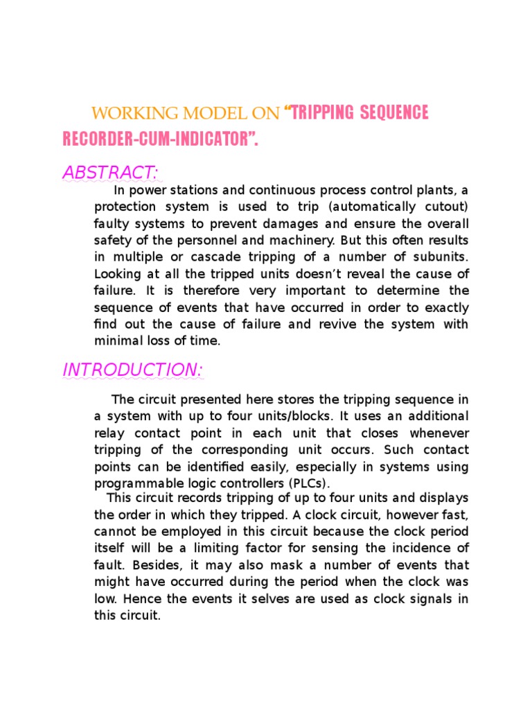 Tripping Sequence Recorder Cum Indicator | PDF | Relay | Electricity