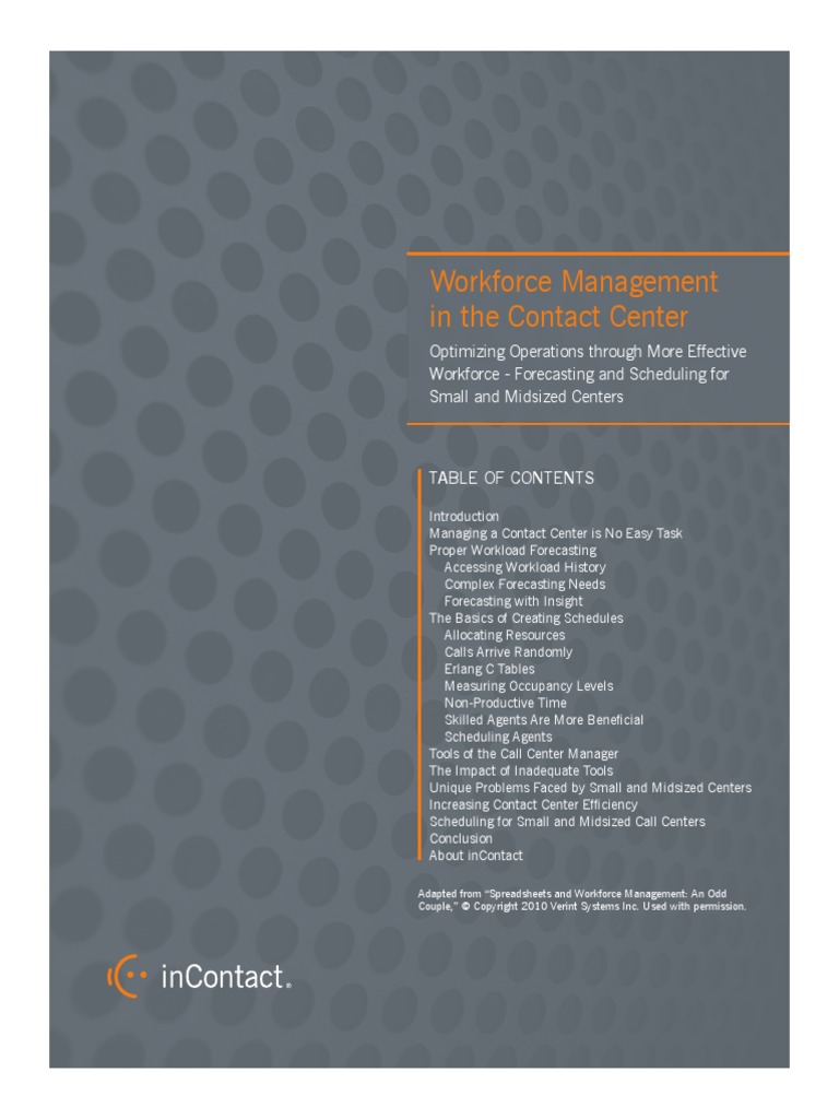 Workforce Management Call Center | PDF | Call Centre | Spreadsheet