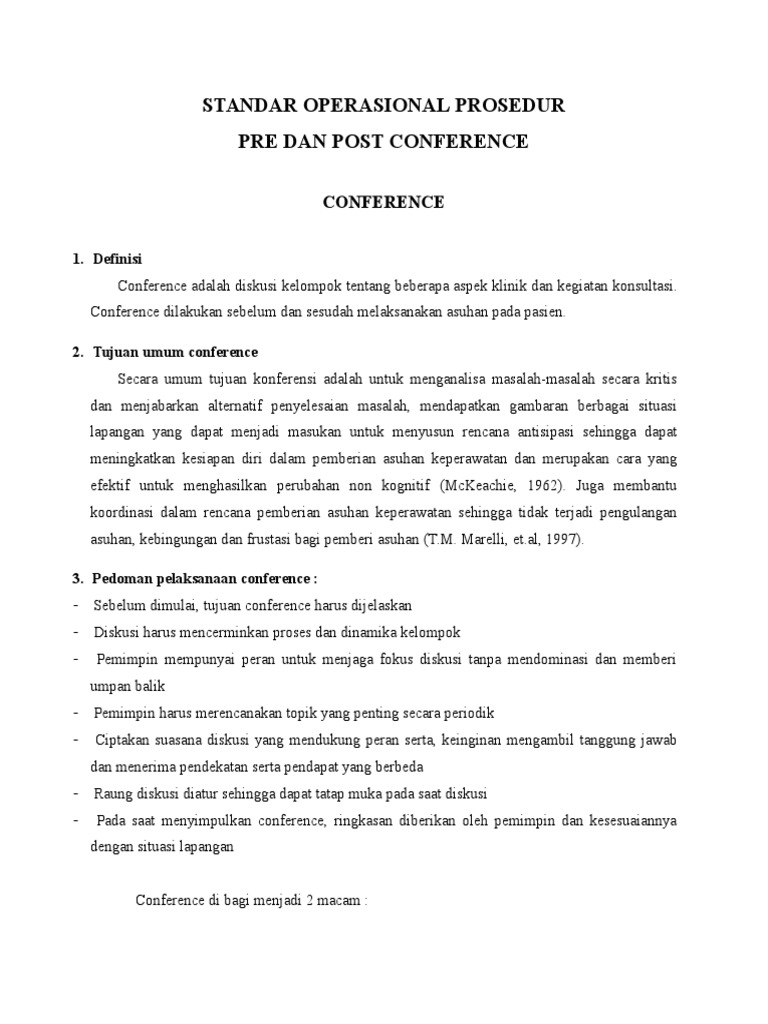 Standar Operasional Prosedur Pre Dan Post Conference | PDF
