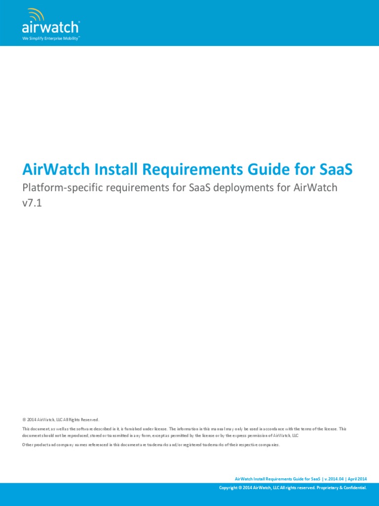 AirWatch Install Requirements Guide For SaaS v7 1 | PDF | Port (Computer Networking) | Digital ...