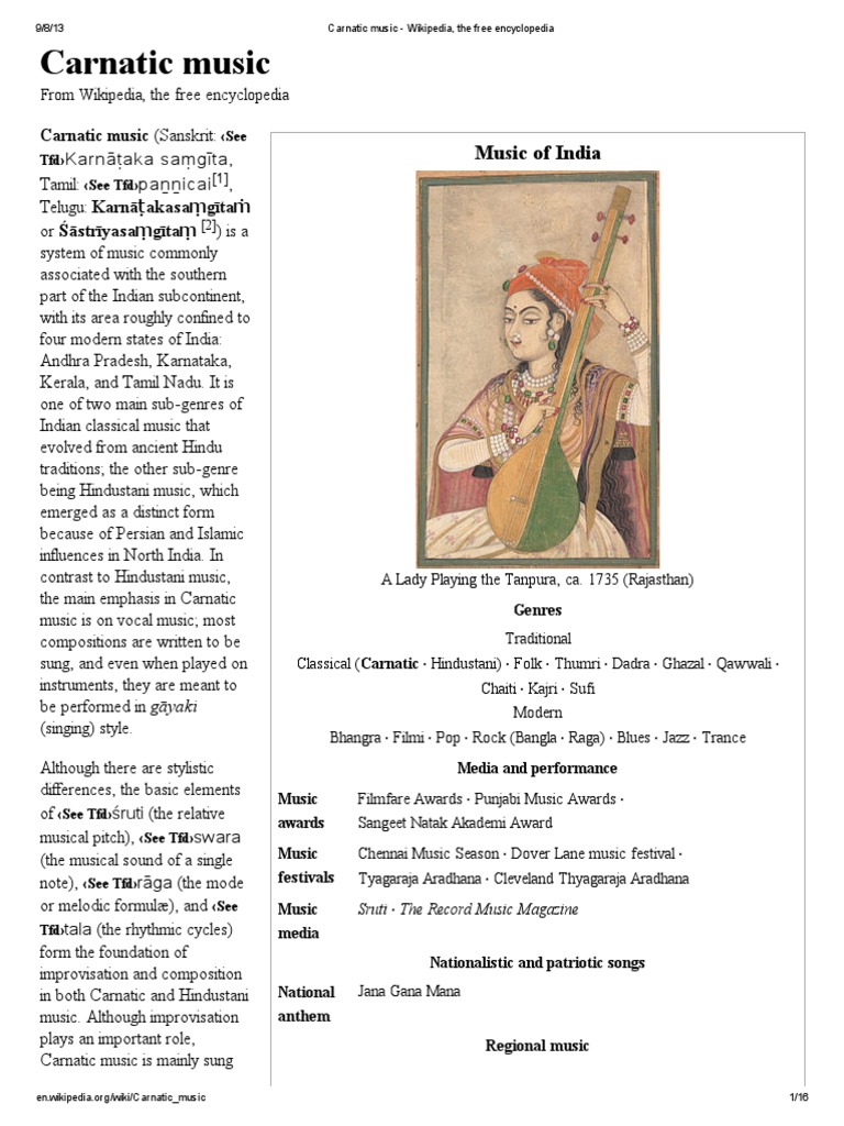 Carnatic Music - Wikipedia, The Free Encyclopedia | PDF | Classical And ...