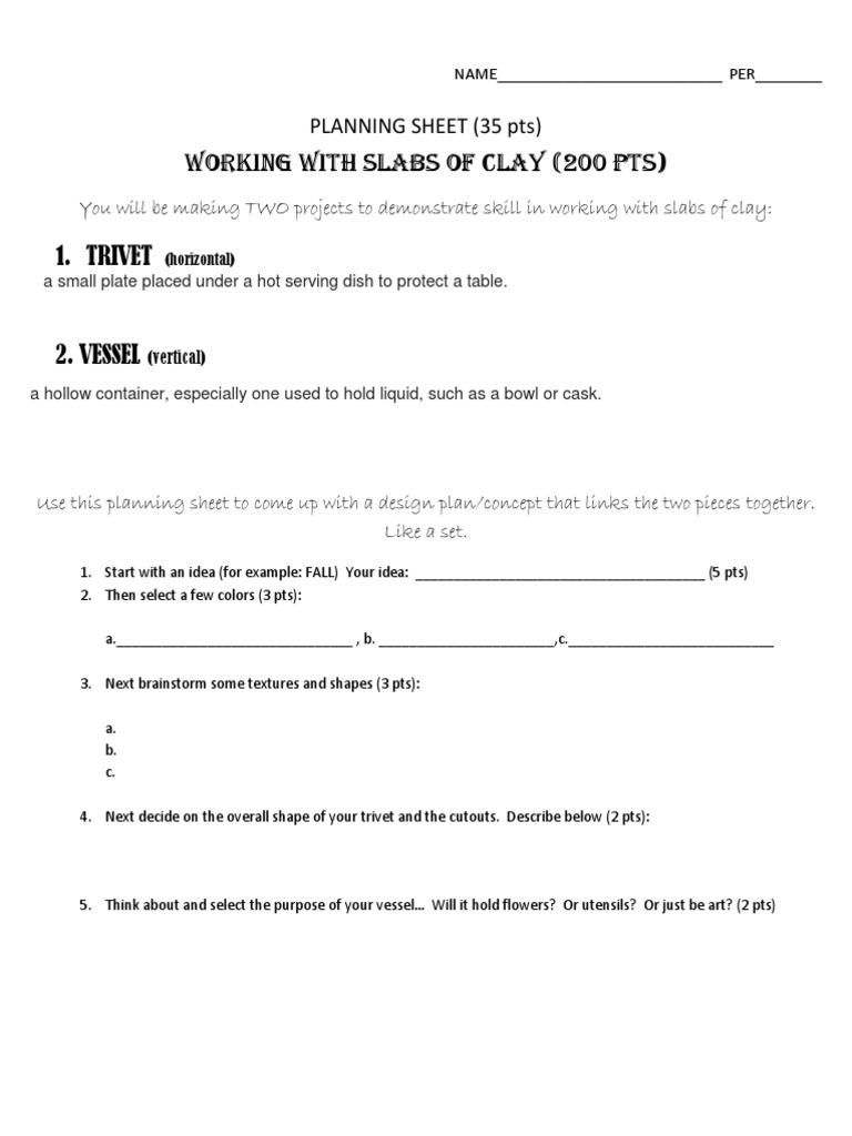 Slab Clay Project Planning Guide | PDF