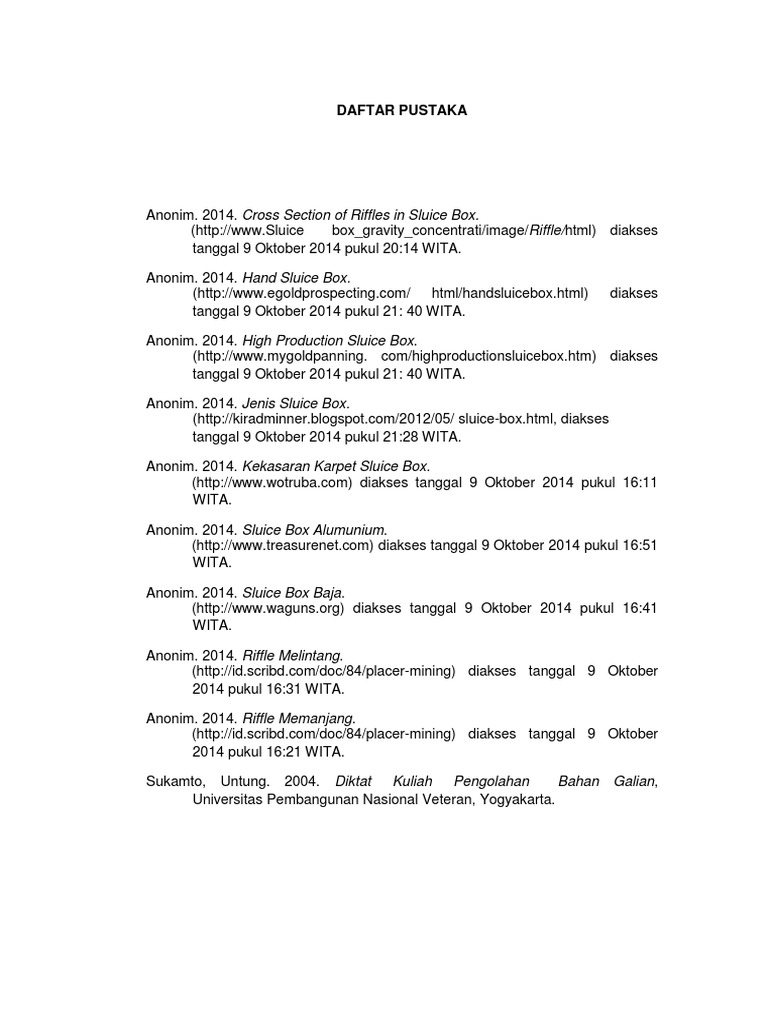 Dapus Bab Sluice Box Fix | PDF