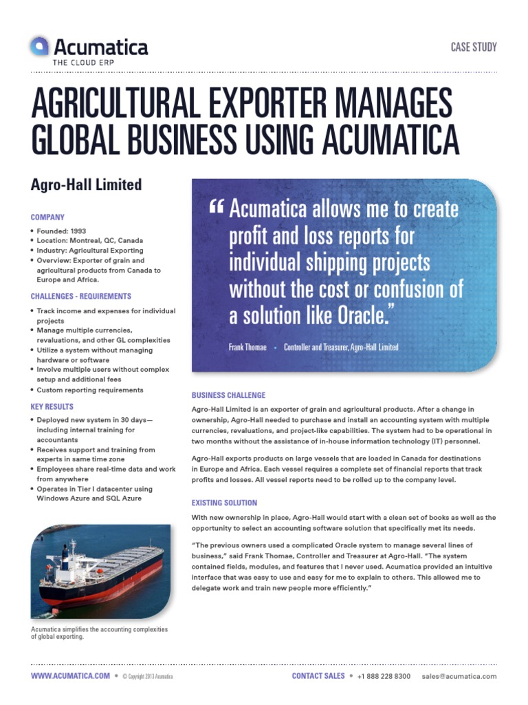 Acumatica Case Study - Agro-Hall Limited | PDF | Software As A Service | Cloud Computing