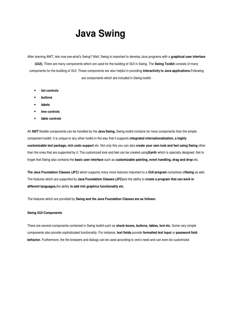 Java Swing | Download Free PDF | Human–Computer Interaction | Areas Of ...