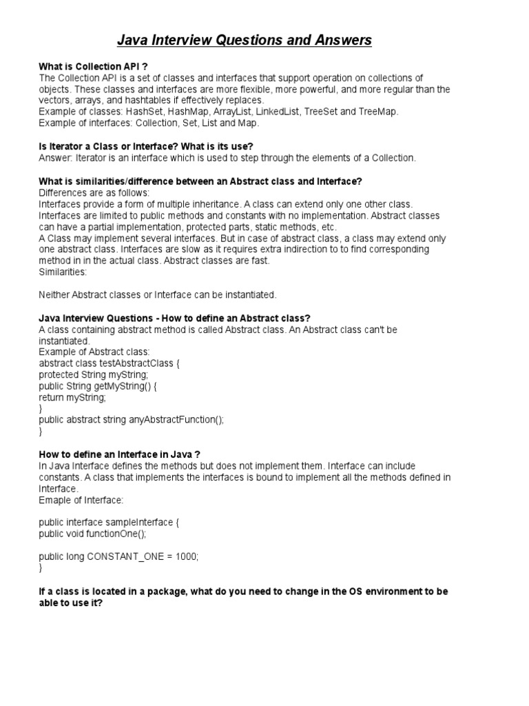 Core Java Interview Questions And Answers Pdf Class Computer Programming Method