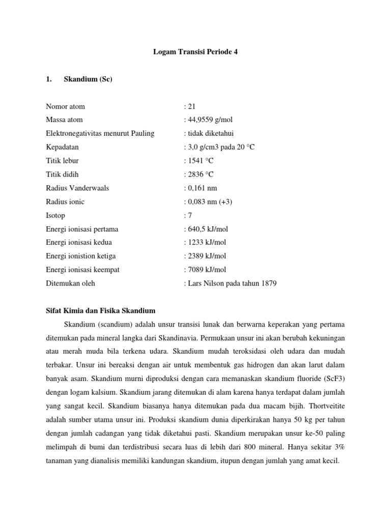 Logam Transisi Periode 4 | PDF