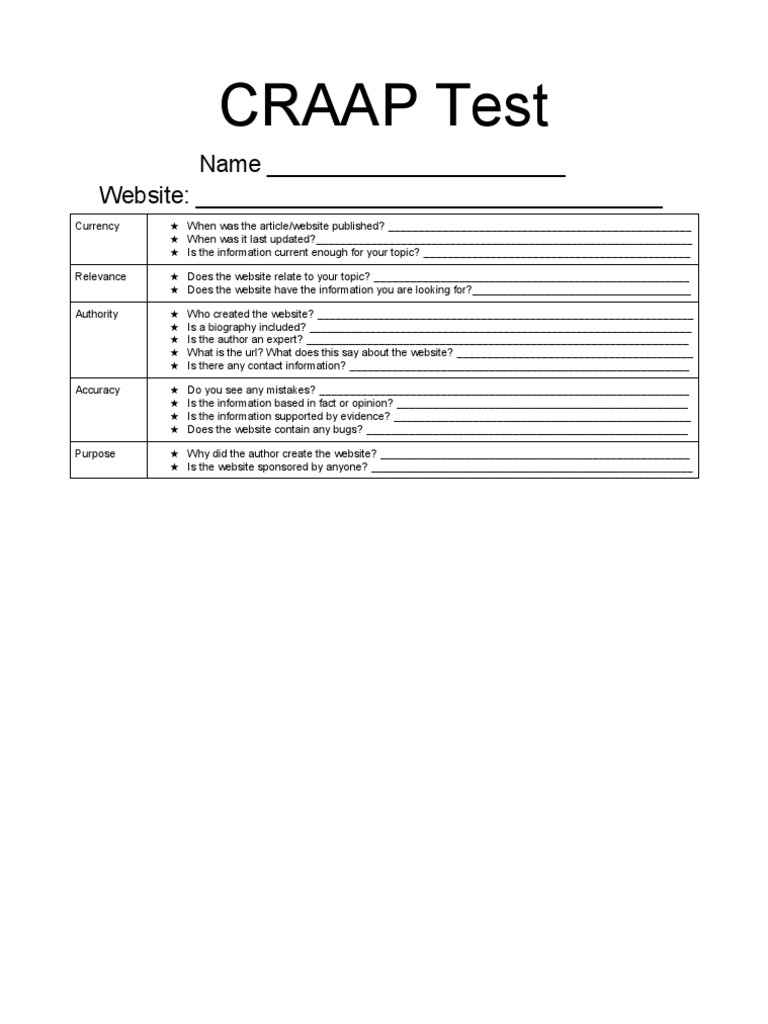 CRAAP Test Evaluation Checklist | PDF | Career & Growth | Business