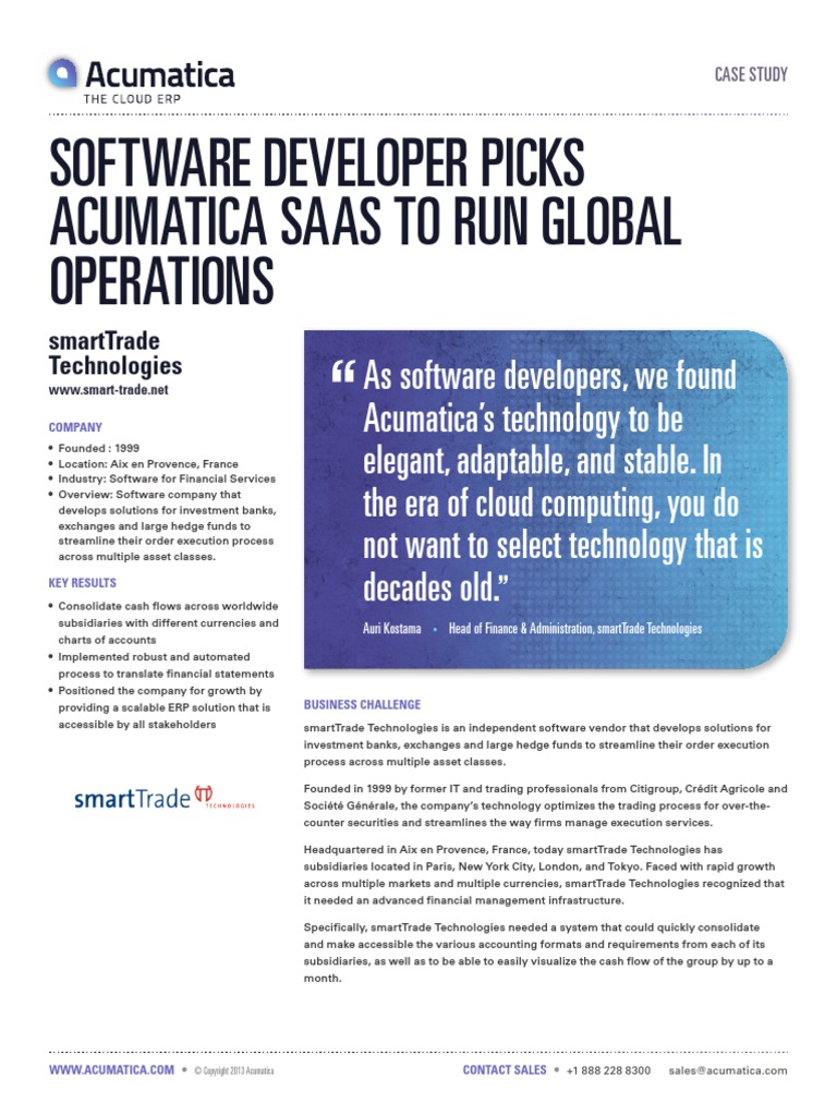 Acumatica Case Study - SmartTrade Technologies | Download Free PDF | Enterprise Resource ...