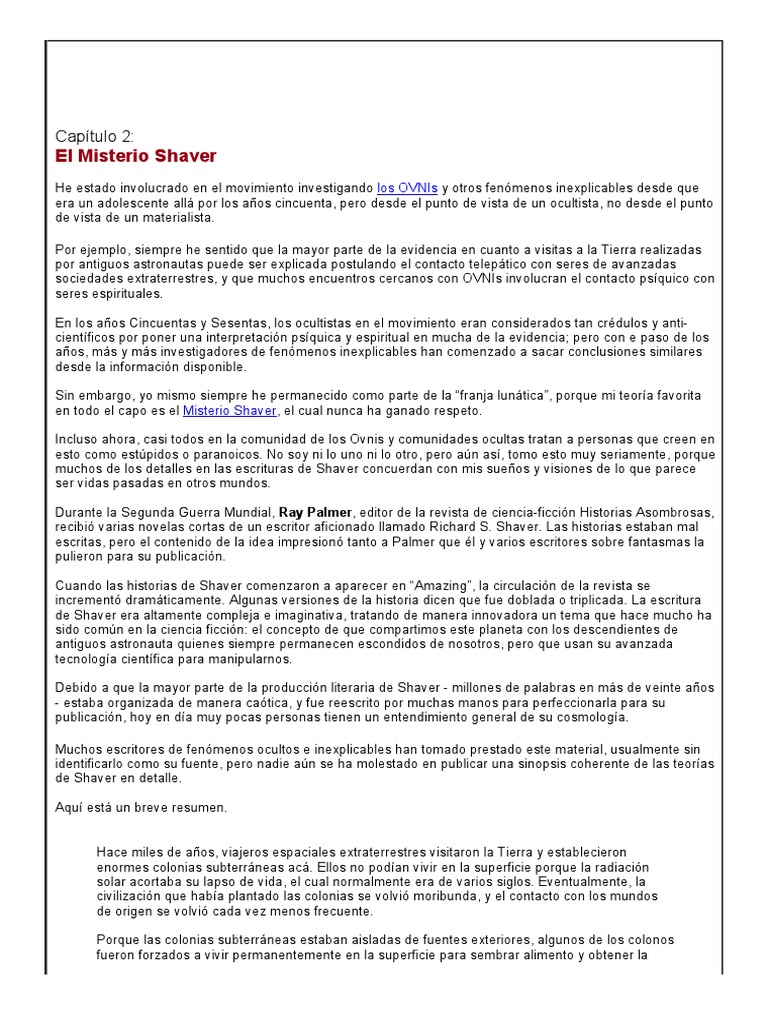 El Misterio Shaver y sus Deros | PDF | Objeto volador no identificado ...