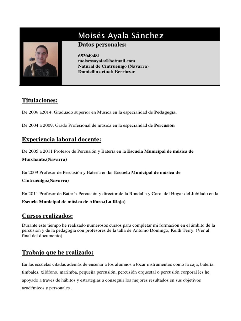 Curriculum Musica Moises | PDF | Kit de batería | Jazz