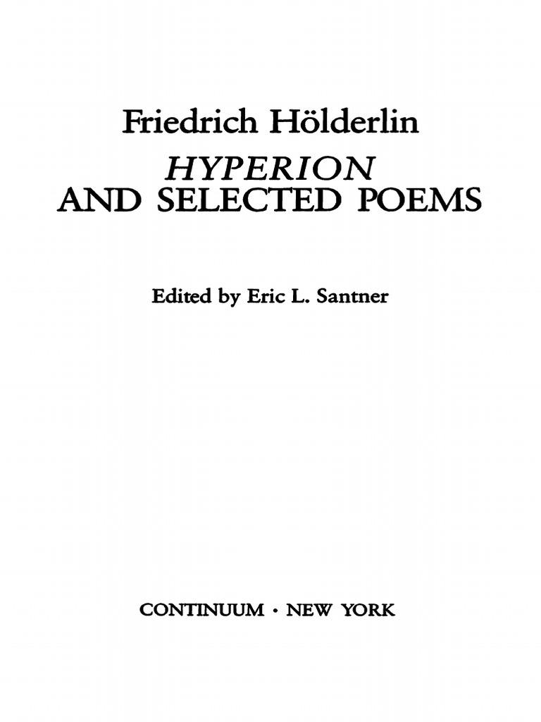 FRIEDRICH HOLDERLIN, Hyperion and Selected Poems | PDF | Science ...