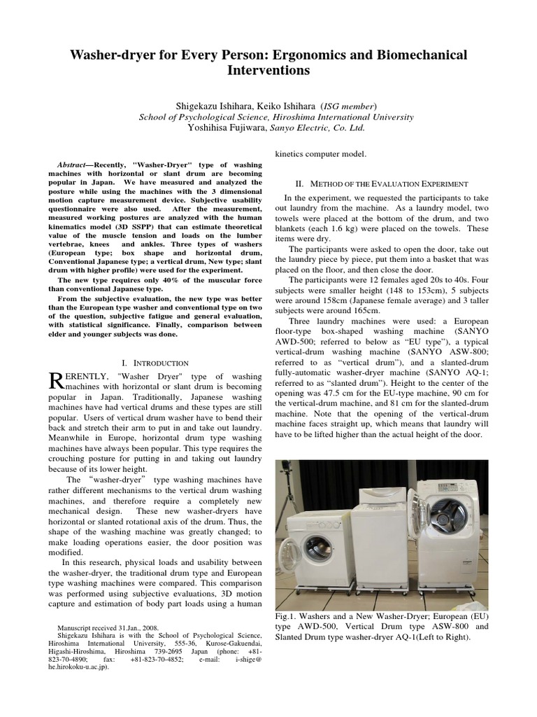 Washer-Dryer For Every Person: Ergonomics and Biomechanical ...