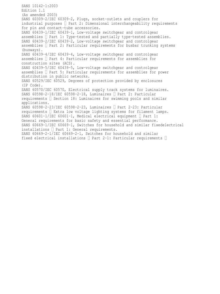 SANS 10142-1:2003 Electrical Standards | PDF | Science & Mathematics ...