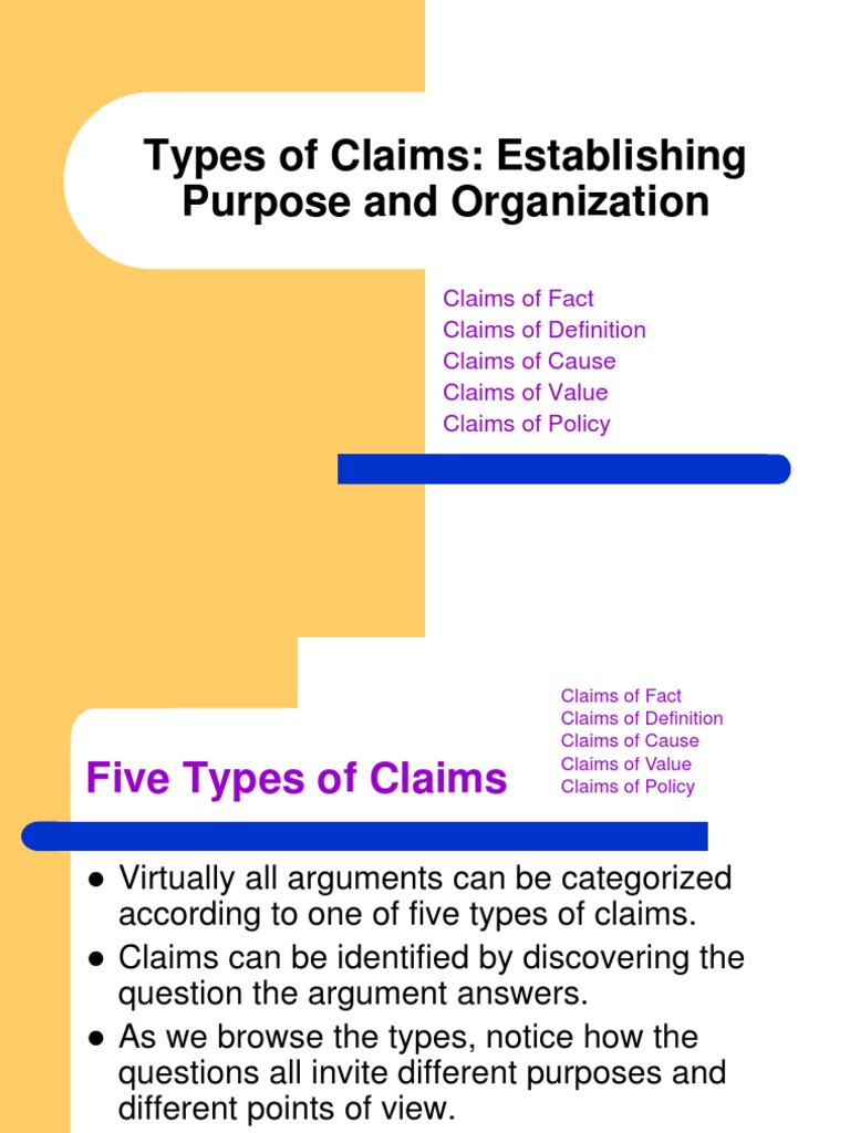 Claims 5 Types Abridged | PDF | Causality | Definition