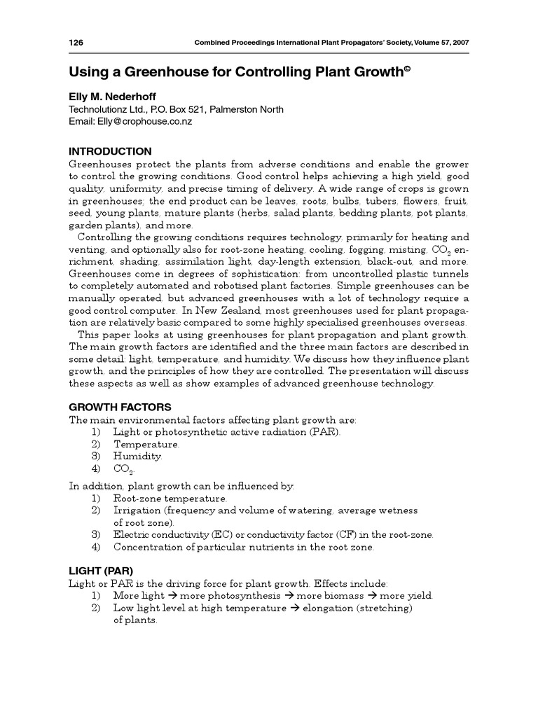 Using A Greenhouse For Controlling Plant Growth PDF | PDF | Greenhouse ...
