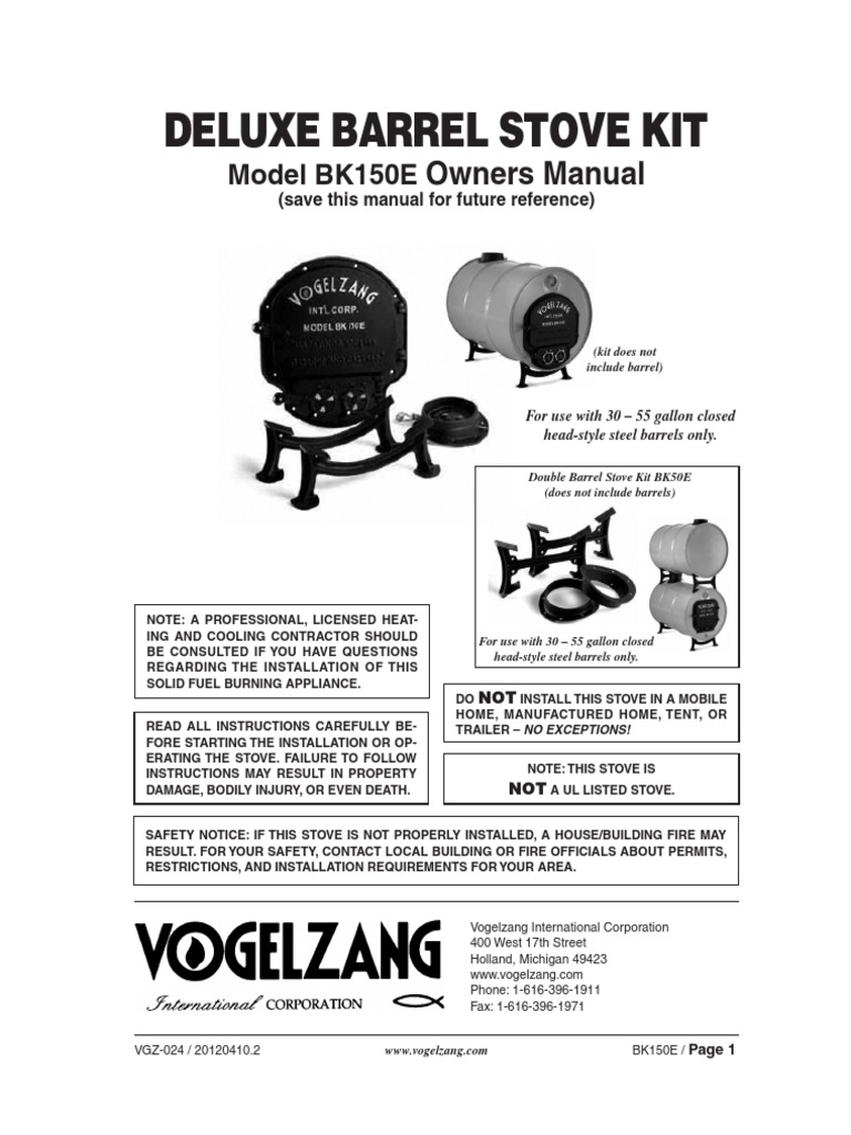 Vogelzang Deluxe Barrel Stove Kit WOOD STOVE PICS