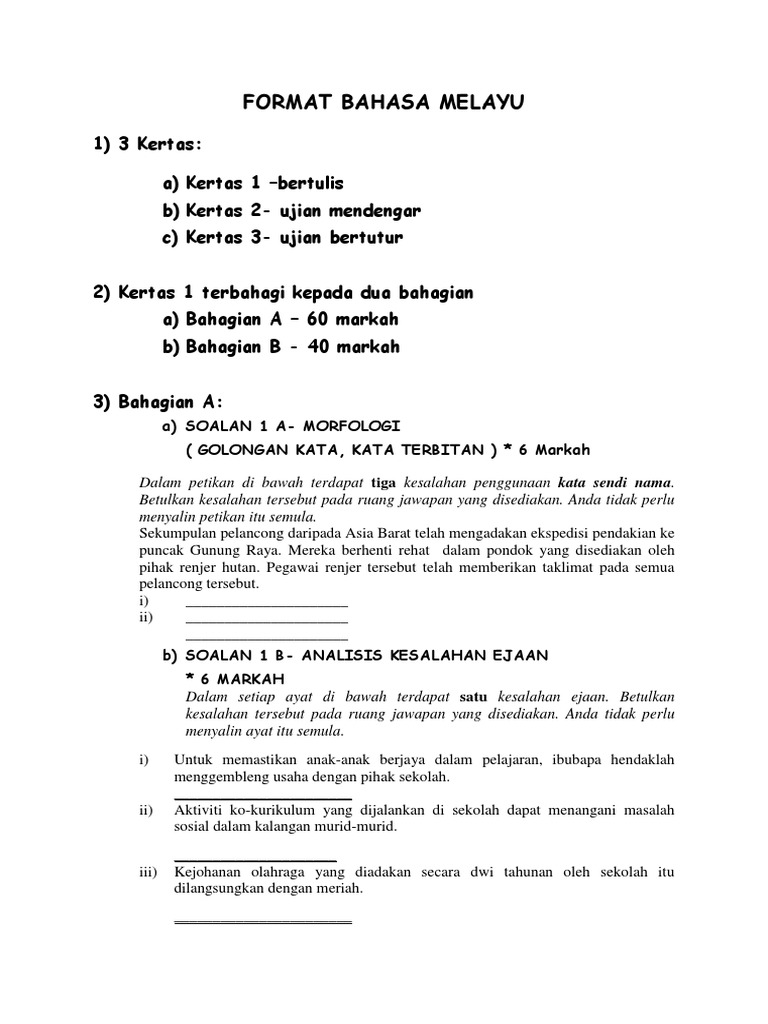 Format Bahasa Melayu Pt3 Terkini | PDF