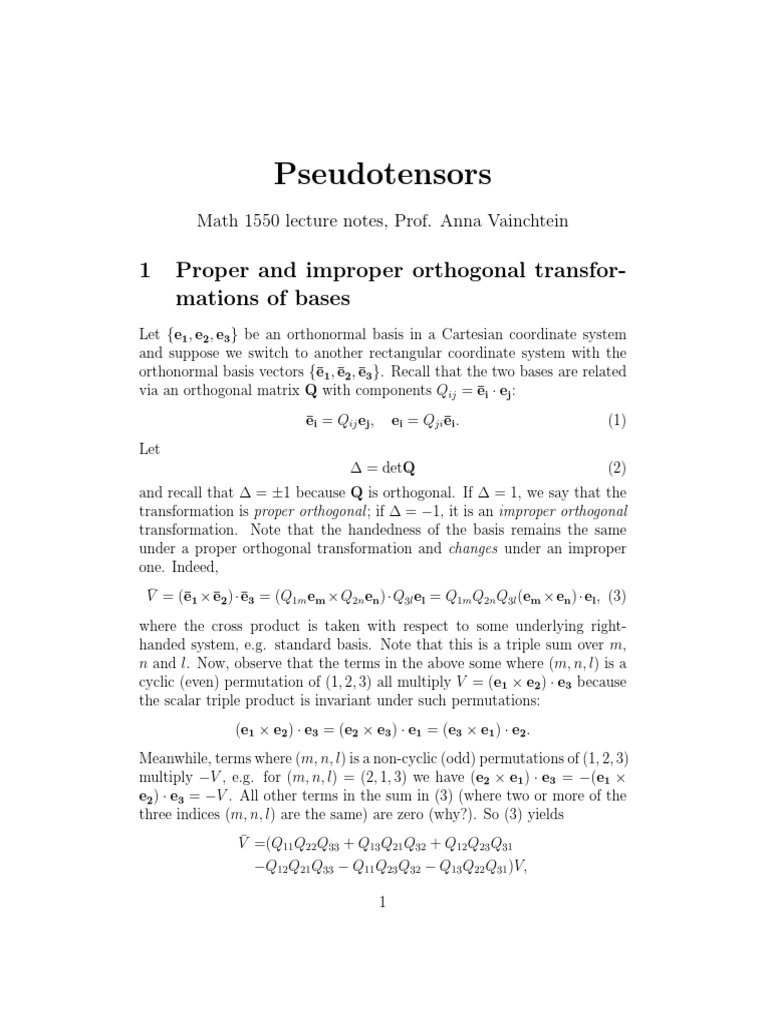 Pseudo Tensor | Download Free PDF | Algebra | Theoretical Physics