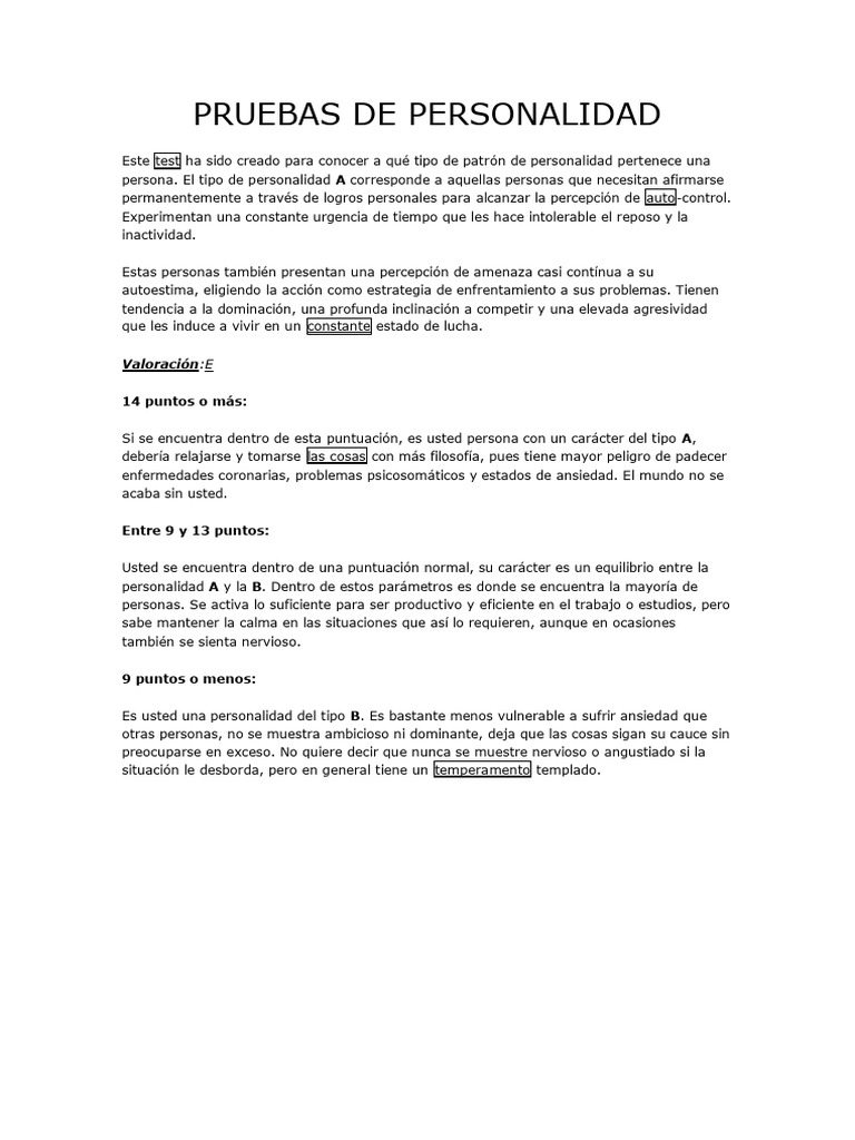 Pruebas de Personalidad PDF | PDF | Ansiedad | Psicología clínica