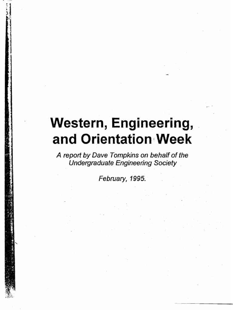 Western, Engineering, and Orientations Week: A Report by Dave On of ...
