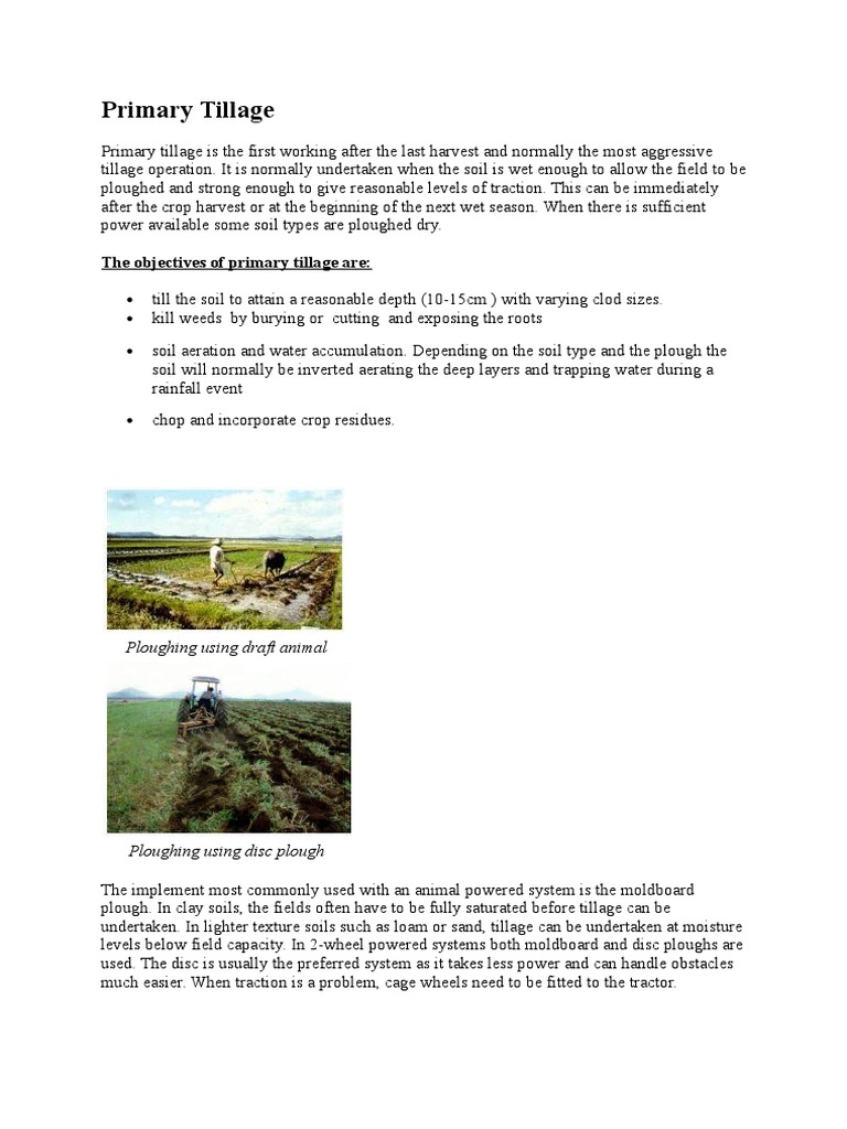 Primary Tillage | PDF | Plough | Tillage