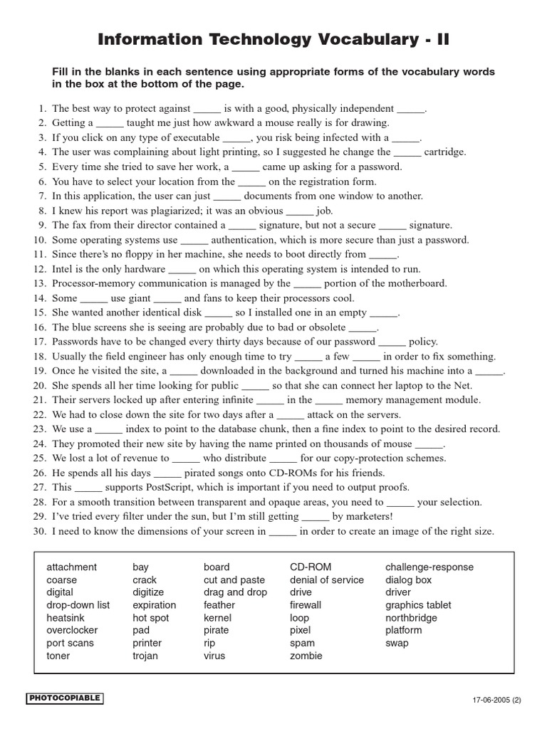 Vocabulary - Information Technology II PDF | PDF | Operating System ...