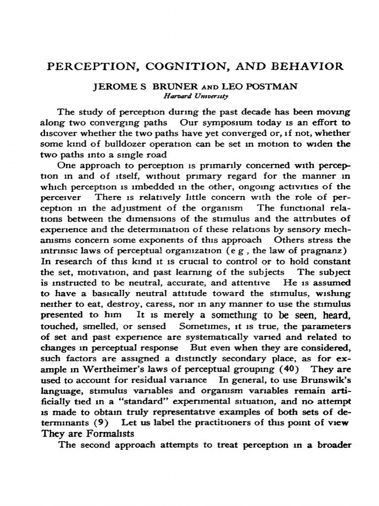 Perception, Cognition, and Behavior | PDF | Affect (Psychology ...