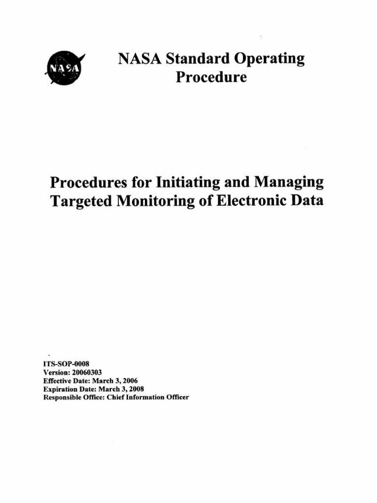 NASA Standard Operating Procedure | PDF | Computers | Technology ...