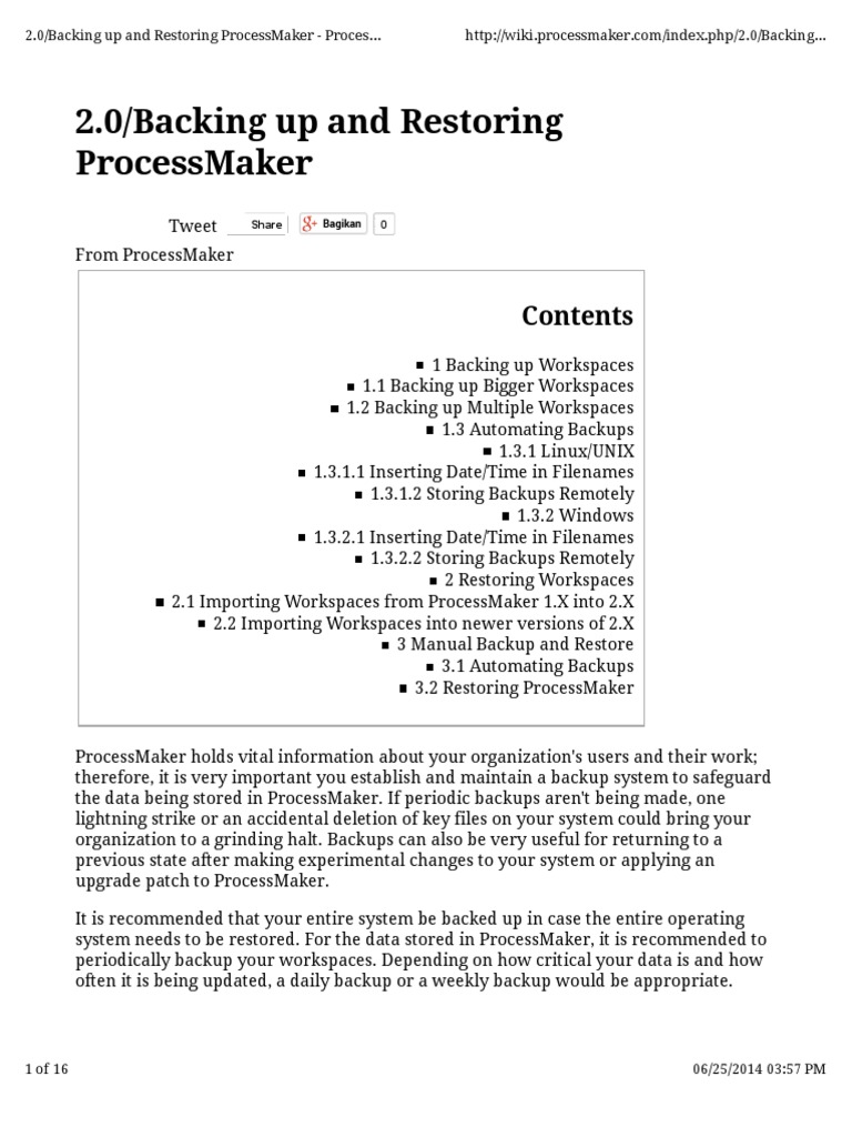 2.0-Backing Up and Restoring ProcessMaker | PDF | Filename | Backup