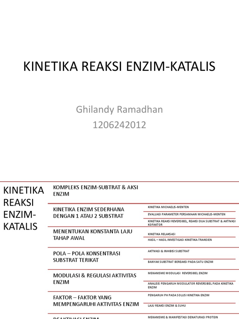 Kinetika Reaksi Enzim-Katalis | PDF