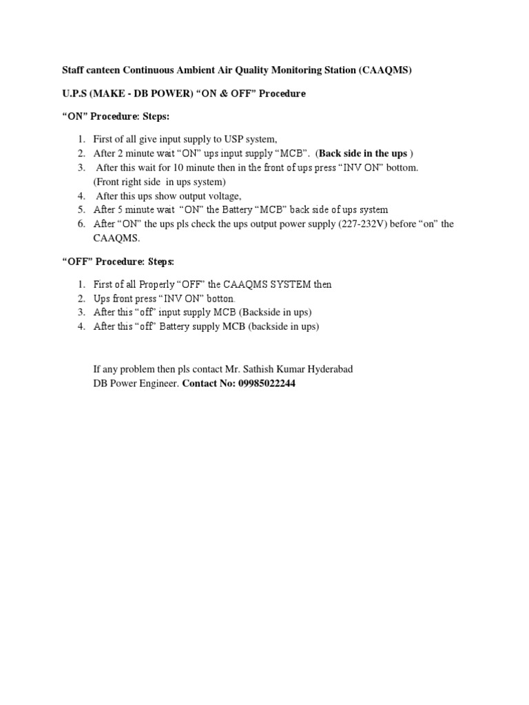 UPS Operation Guide for CAAQMS | PDF | Science & Mathematics | Computers