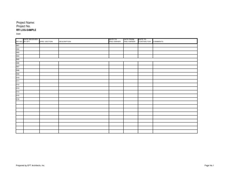 RFI Log Sample for Project Management | PDF | Business