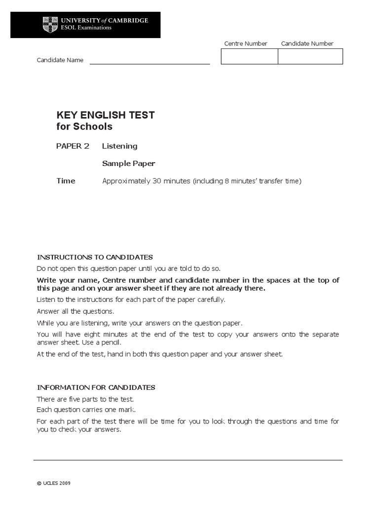 Ket Schools Listening Test PDF | PDF | Language Arts & Discipline