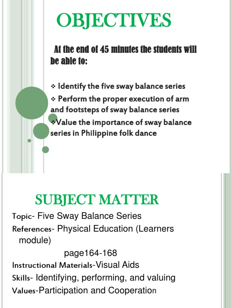 Sway Balance Series in Folk Dance | PDF | Self-Improvement